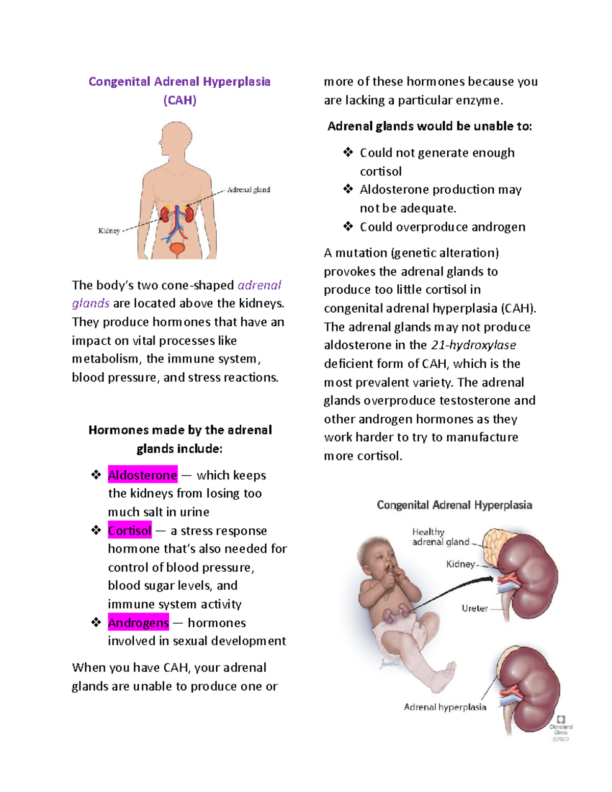 Causes Symptoms Signs Of Congenital Adrenal Hyperplasia Congenital 1500