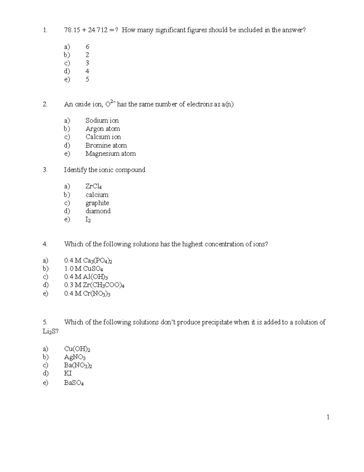Chemistry Final Exam Review (CHEM 101) - Studocu