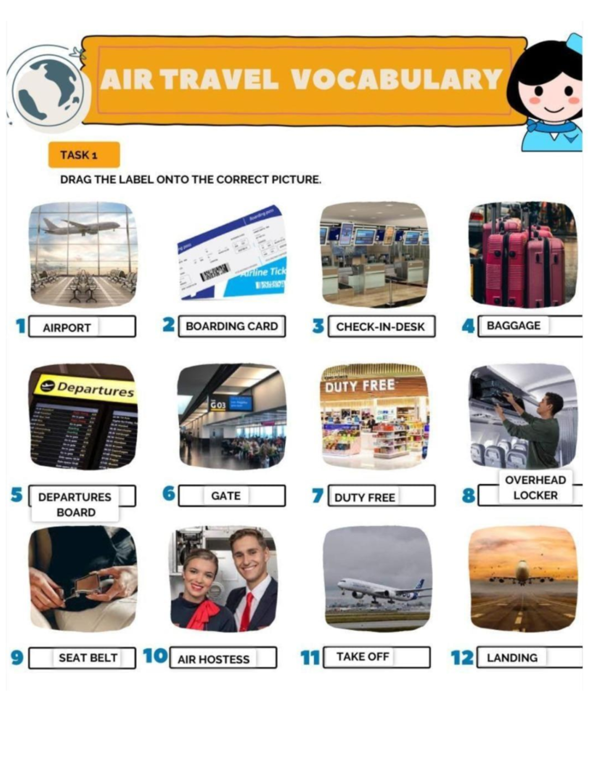 AIR TRAVEL VOCABULARY TASK 1 & 2: AIRPORT TERMINOLOGY - Studocu