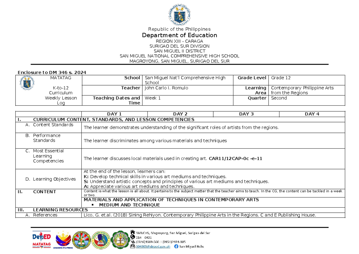 2-1 - None - Republic of the Philippines Department of Education REGION ...