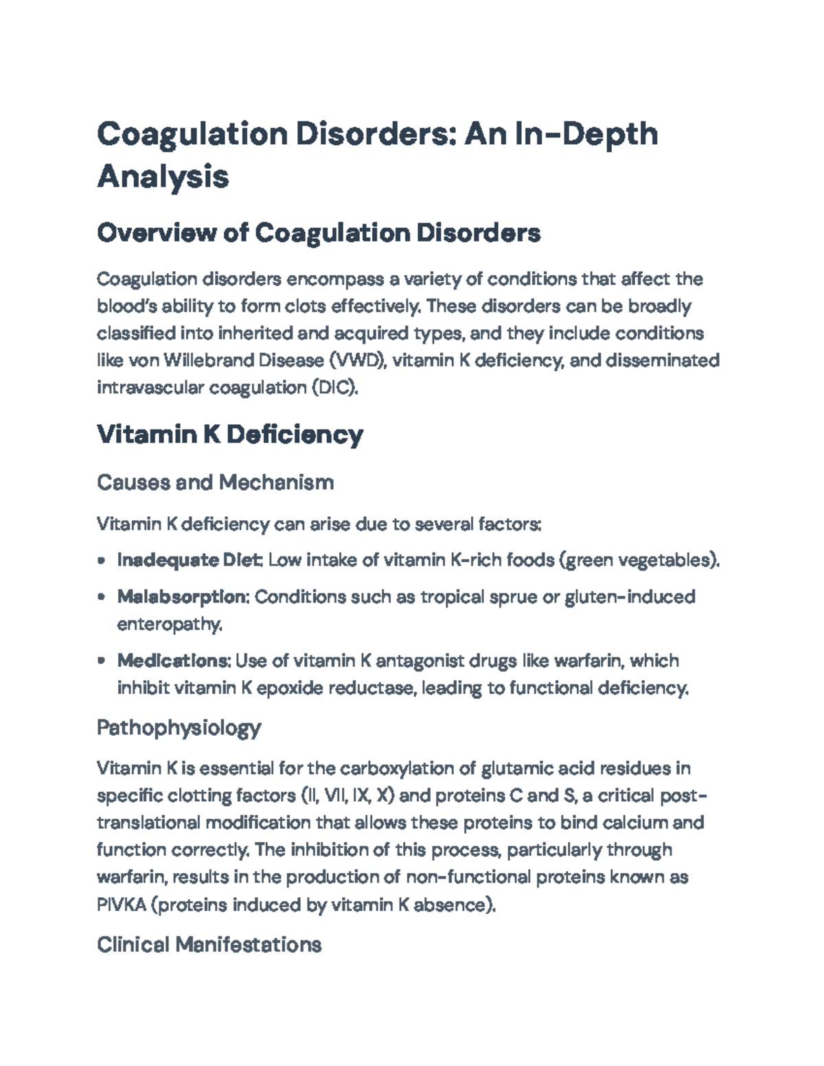 Coagulation Disorders: Overview and Management Strategies - Coagulation ...