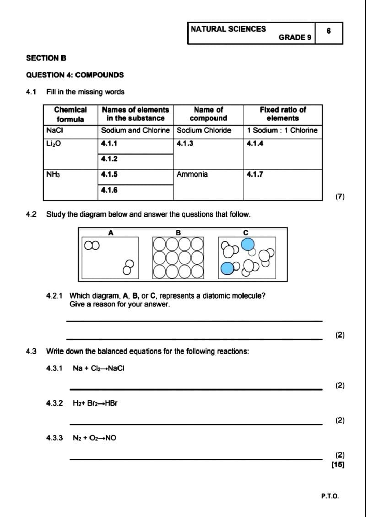Natural Sciences 6 Grade 9: Compounds and Periodic Table Practice - Studocu