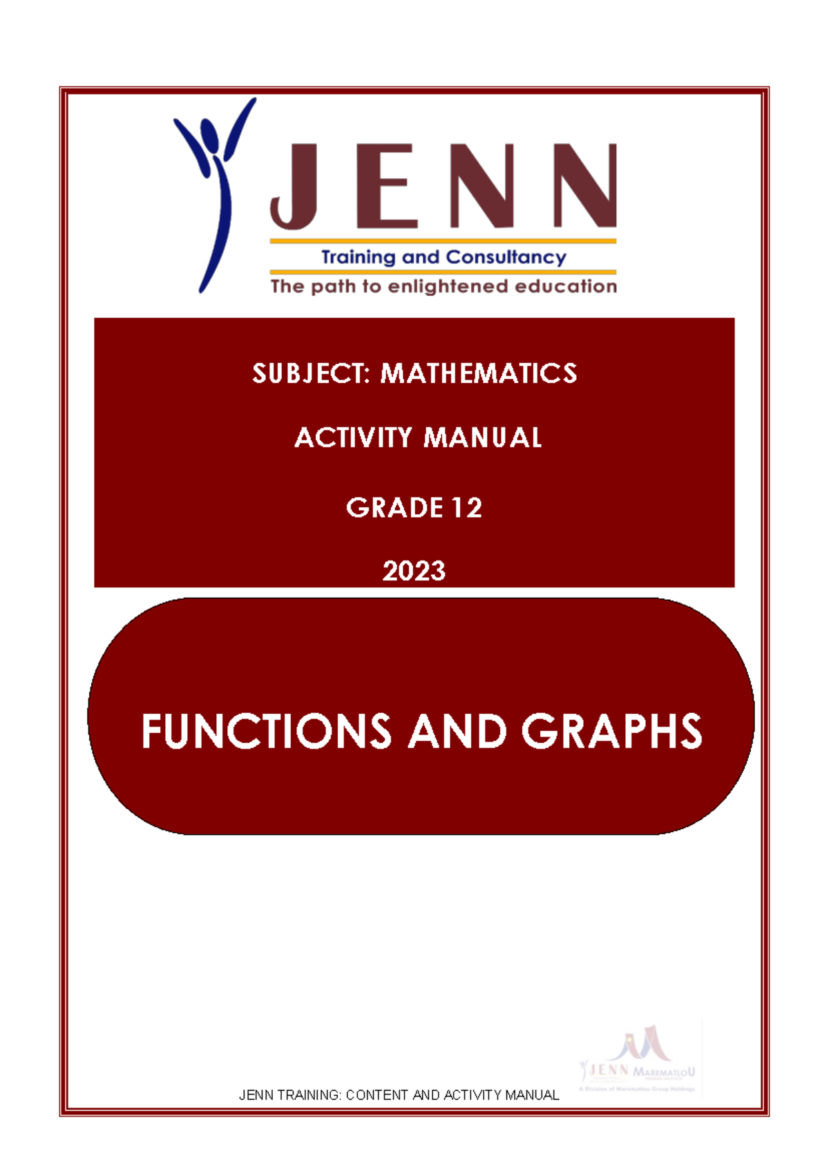 Grade 12 Mathematics Activity Manual: Functions & Graphs 2023 - Studocu
