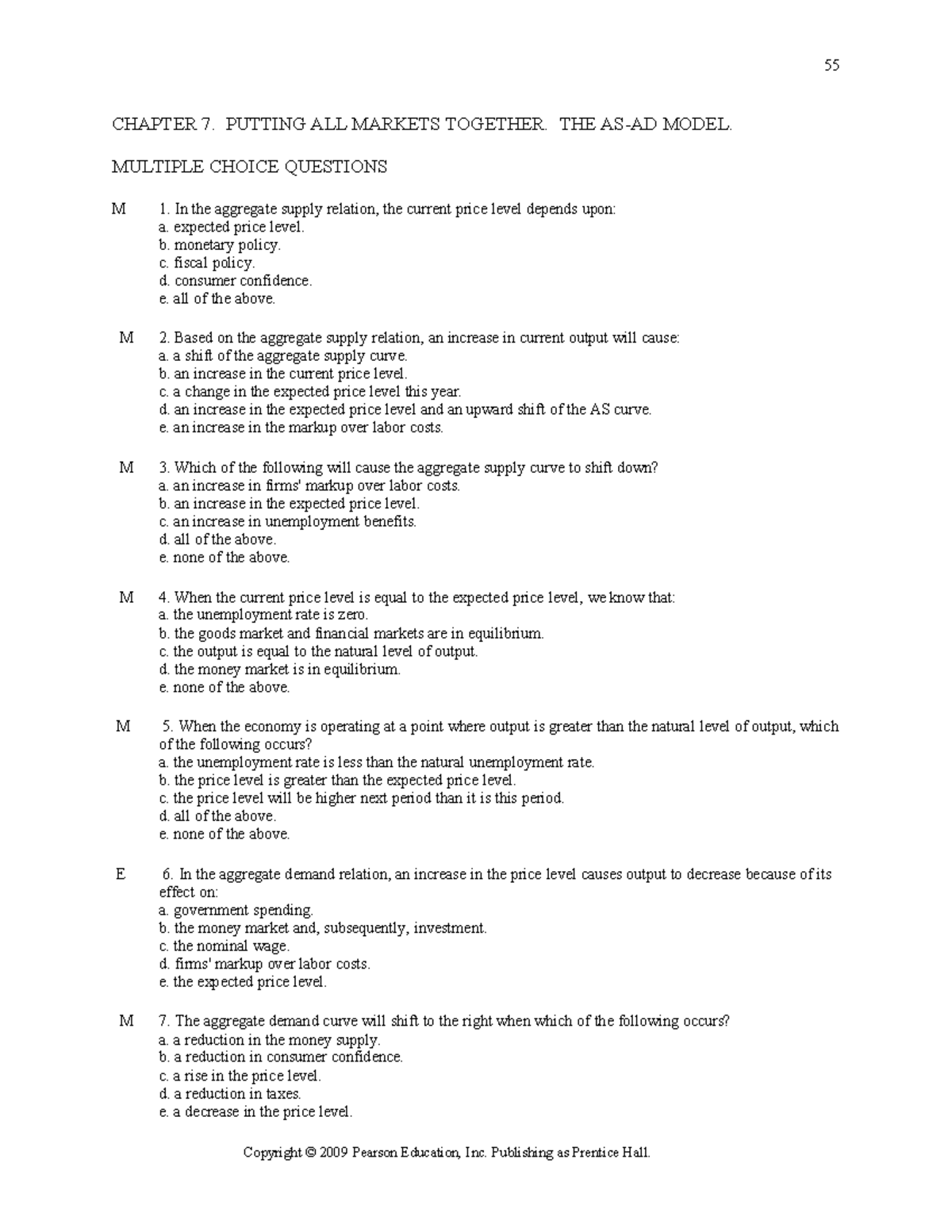 Ch7 TB 5e - Aggregate Supply and Demand Model Q&As Summary - Studocu
