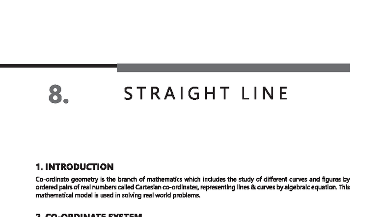 Mathematics I: Straight Line Concepts and Formulas - Studocu