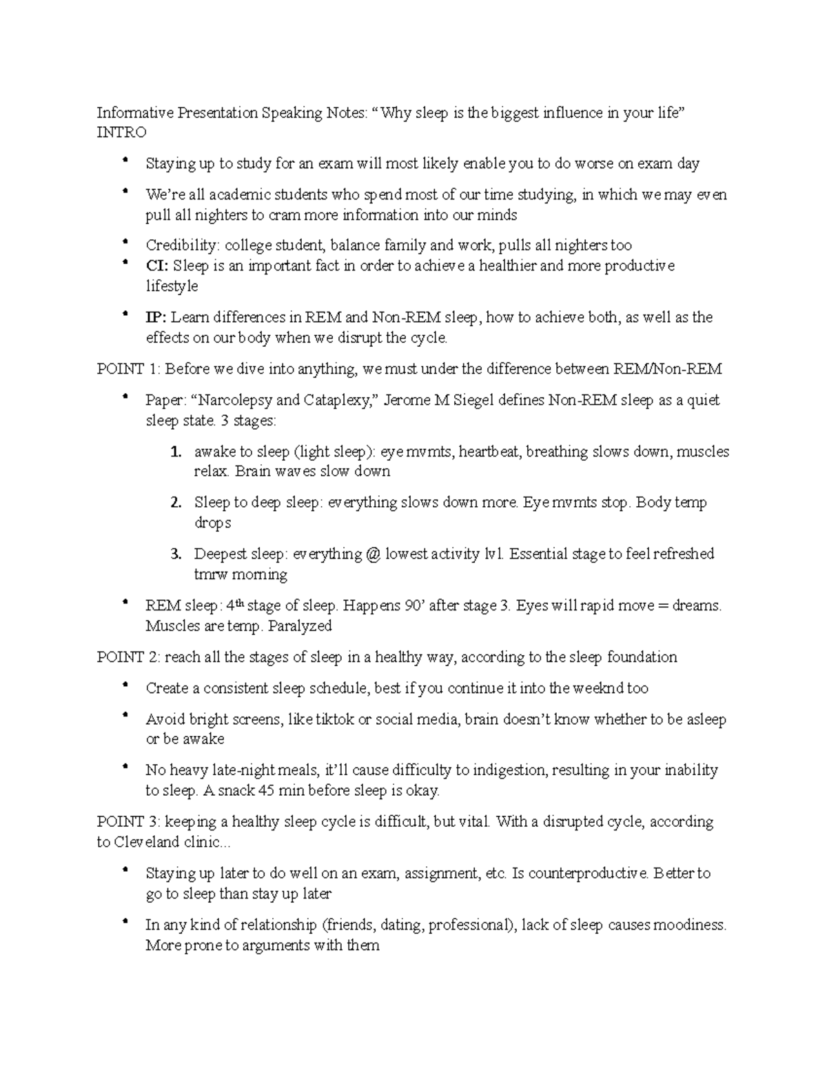 Informative Speaking Notes - Warning: TT: undefined function: 32 ...