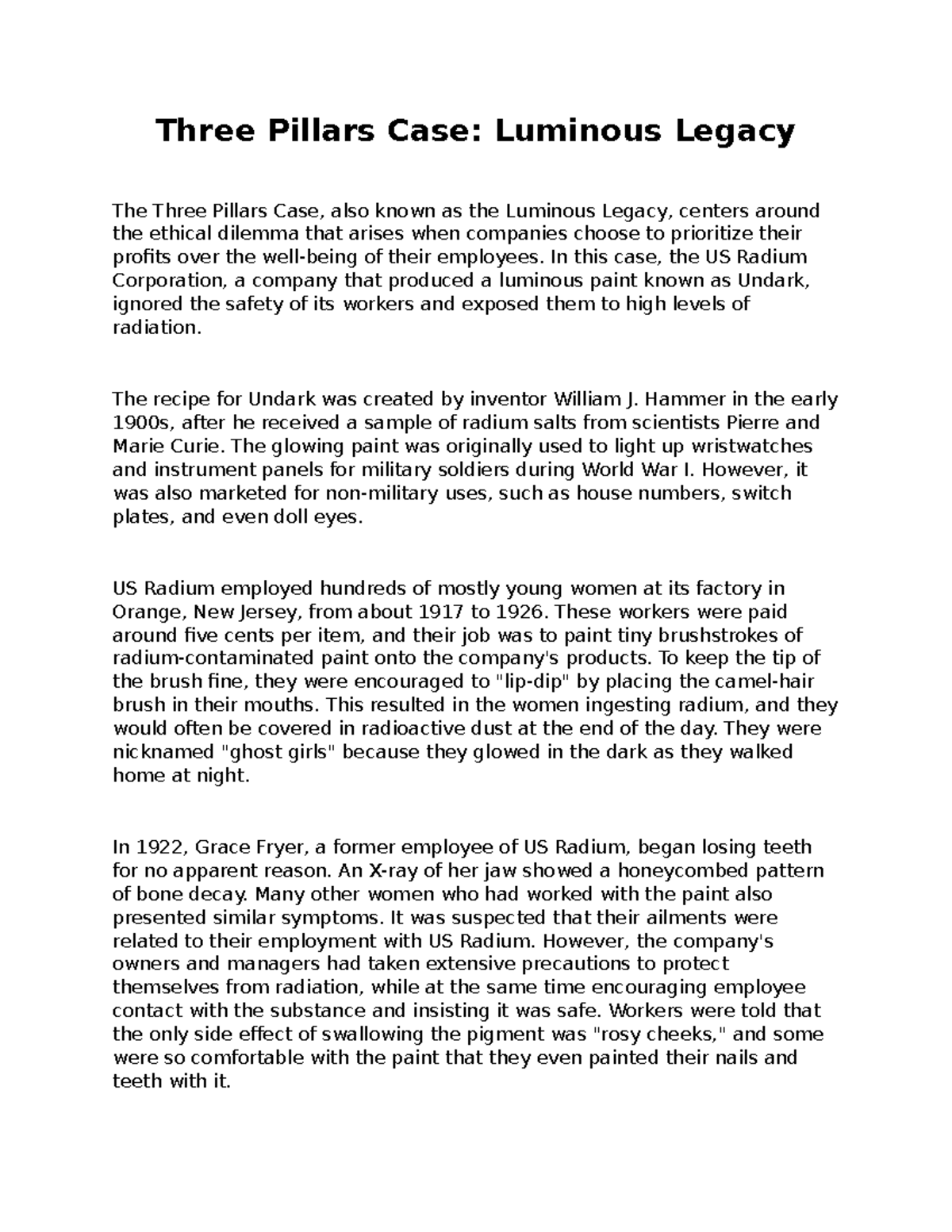 Luminous Legacy - In this case, the US Radium Corporation, a company ...