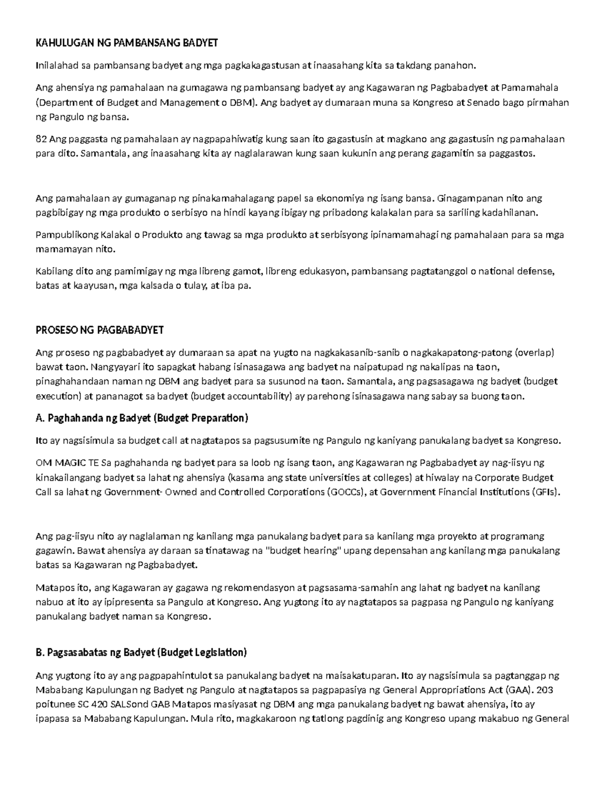 Kahulugan NG Pambansang Badyet - KAHULUGAN NG PAMBANSANG BADYET ...