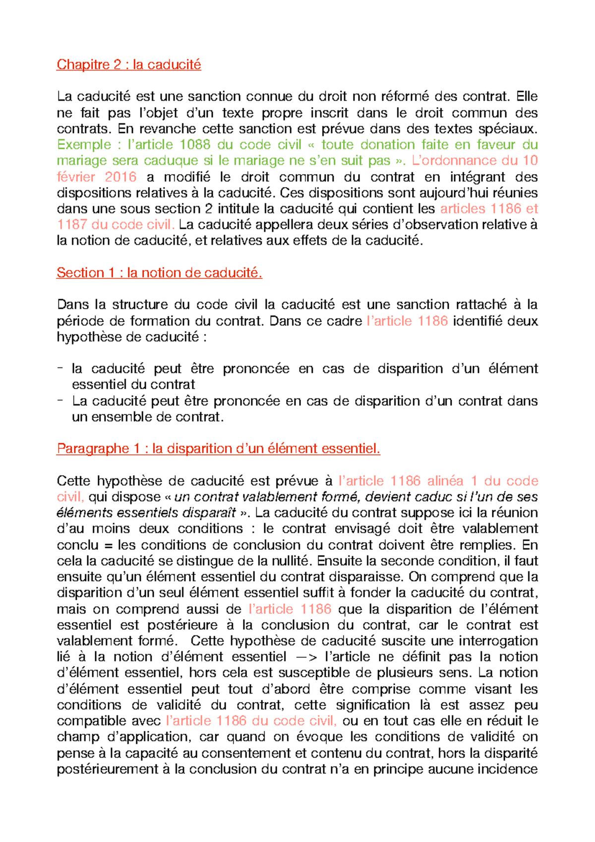 Chapitre 2 : La Caducité dans le Droit des Contrats - Cours Complet ...