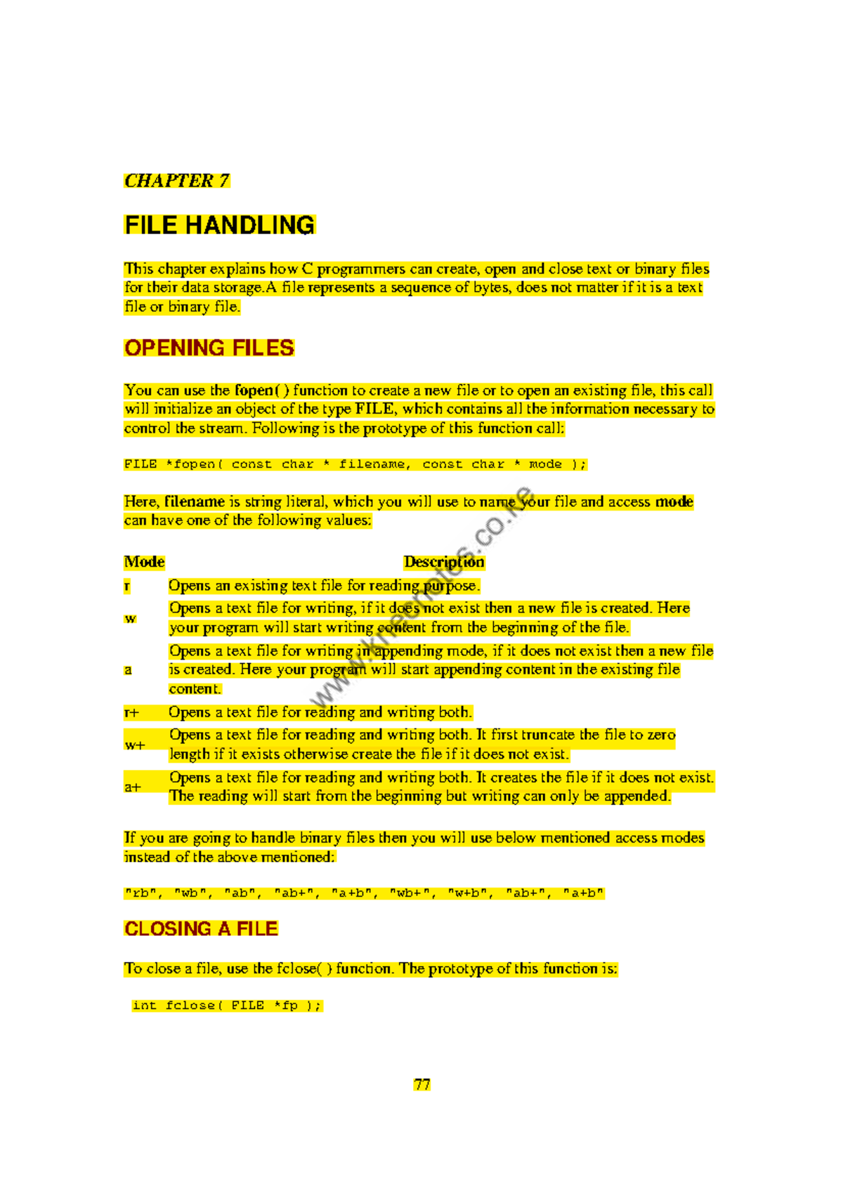 FILE-Handling: C Programming Lecture Notes on File Operations - Studocu