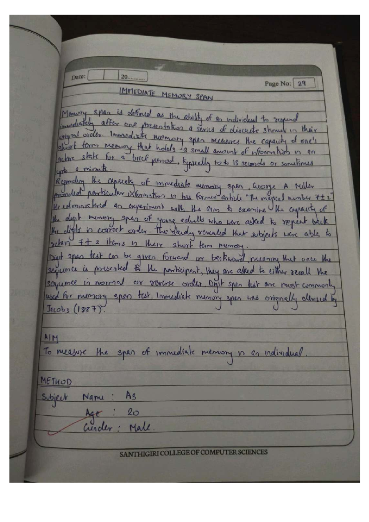 5th Sem Lab Notes: Immediate Memory Span Experiment Analysis - Studocu