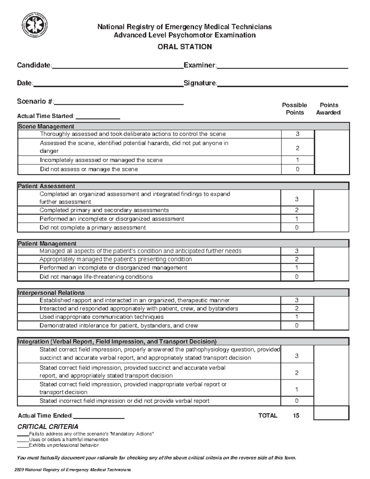 Advanced EMT Oral Station Assessment Guide - 2020 - Studocu
