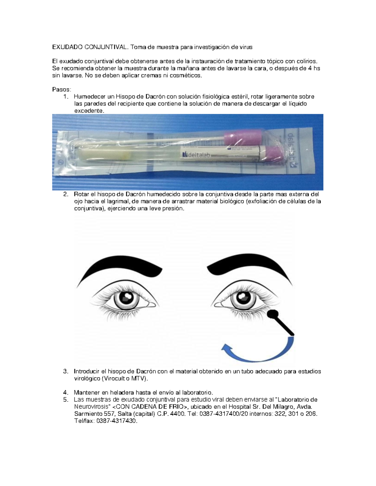 Toma De Muestra De Exudado Conjuntival Para Estudio Virológico Studocu