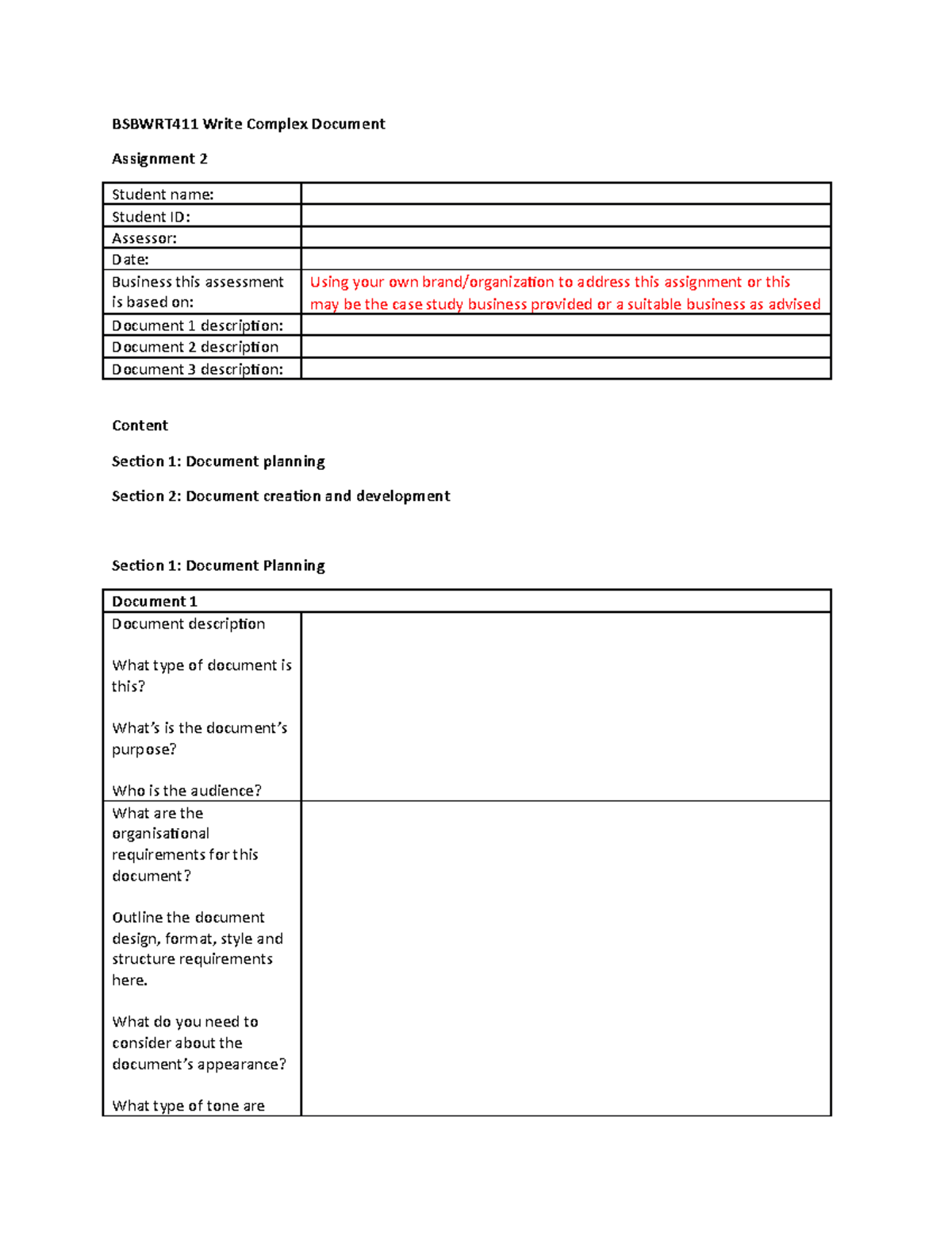 B Sbwrt 411 task2 project portfolio - BSBWRT411 Write Complex Document ...