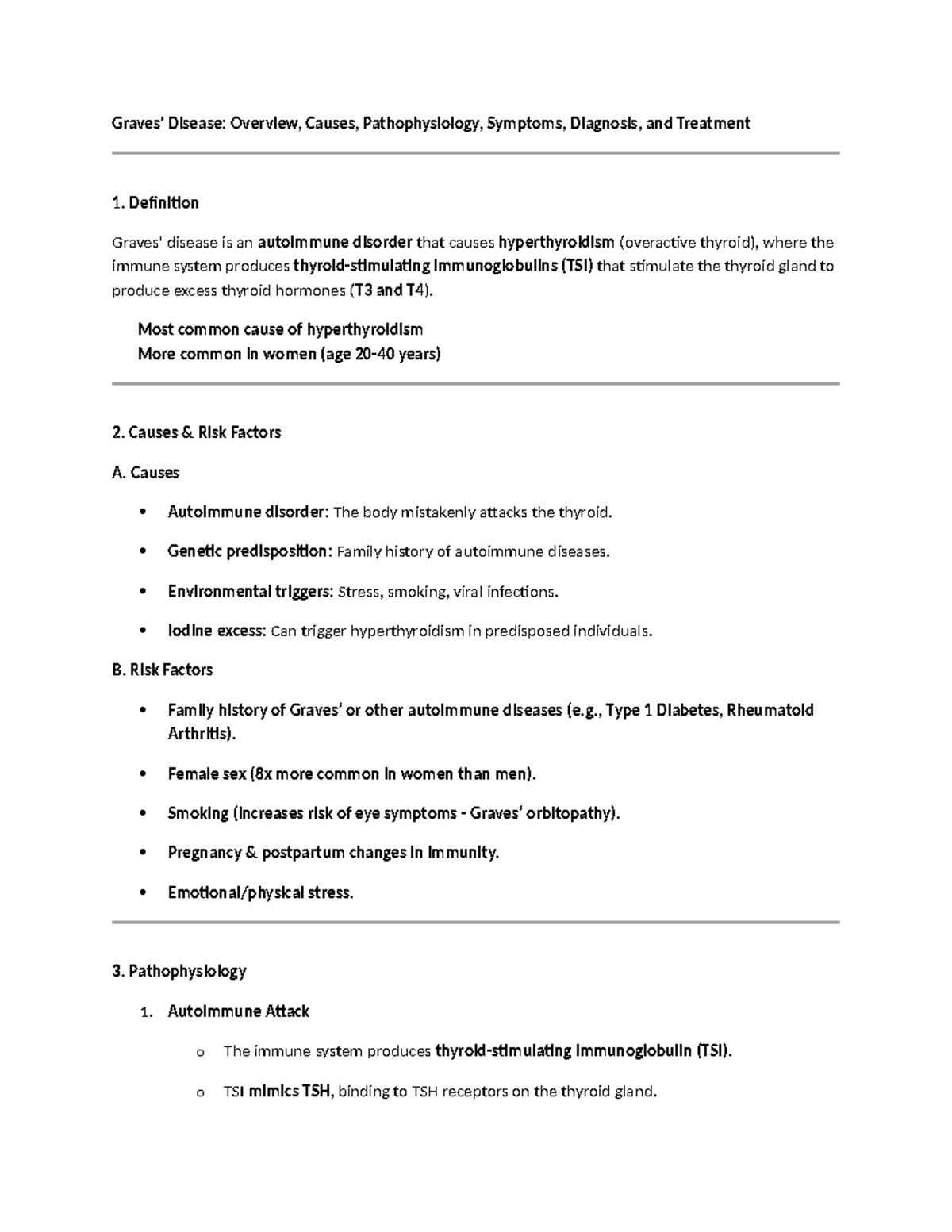 Graves - lecture notes - Graves' Disease: Overview, Causes ...