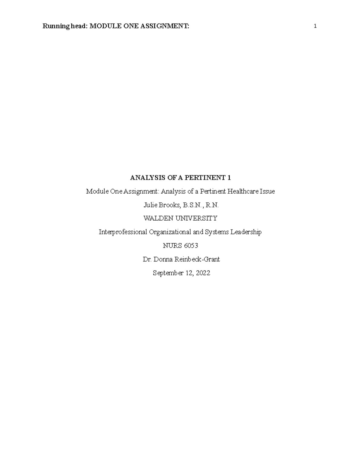 NURS 6053 Week 2 Assignment 2: Addressing the Nursing Shortage - Studocu