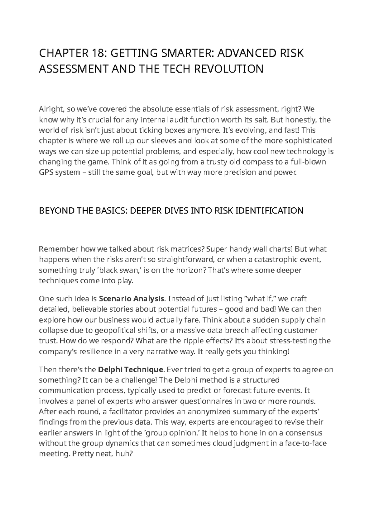CHAPTER 18: ADVANCED RISK ASSESSMENT & TECH IN AUDITING (ACC401) - Studocu