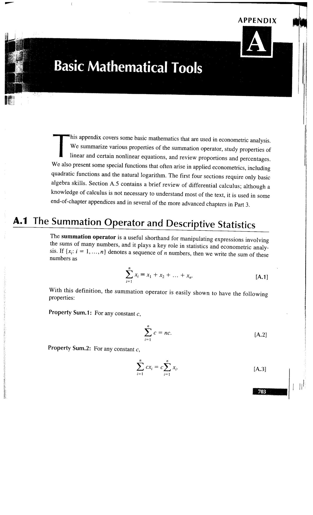 Wooldridge Appendix A - Introduction to Econometrics - Econometria I - Studocu