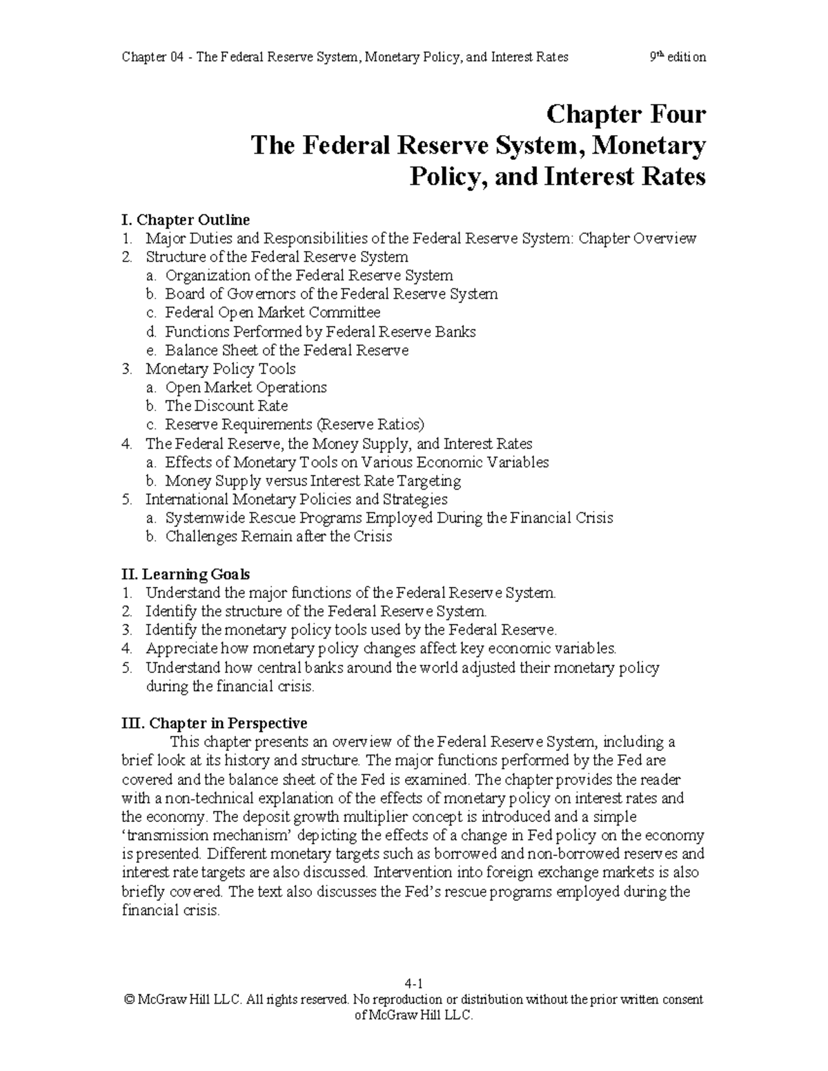 Chapter 04 - The Federal Reserve System: Monetary Policy & Interest ...