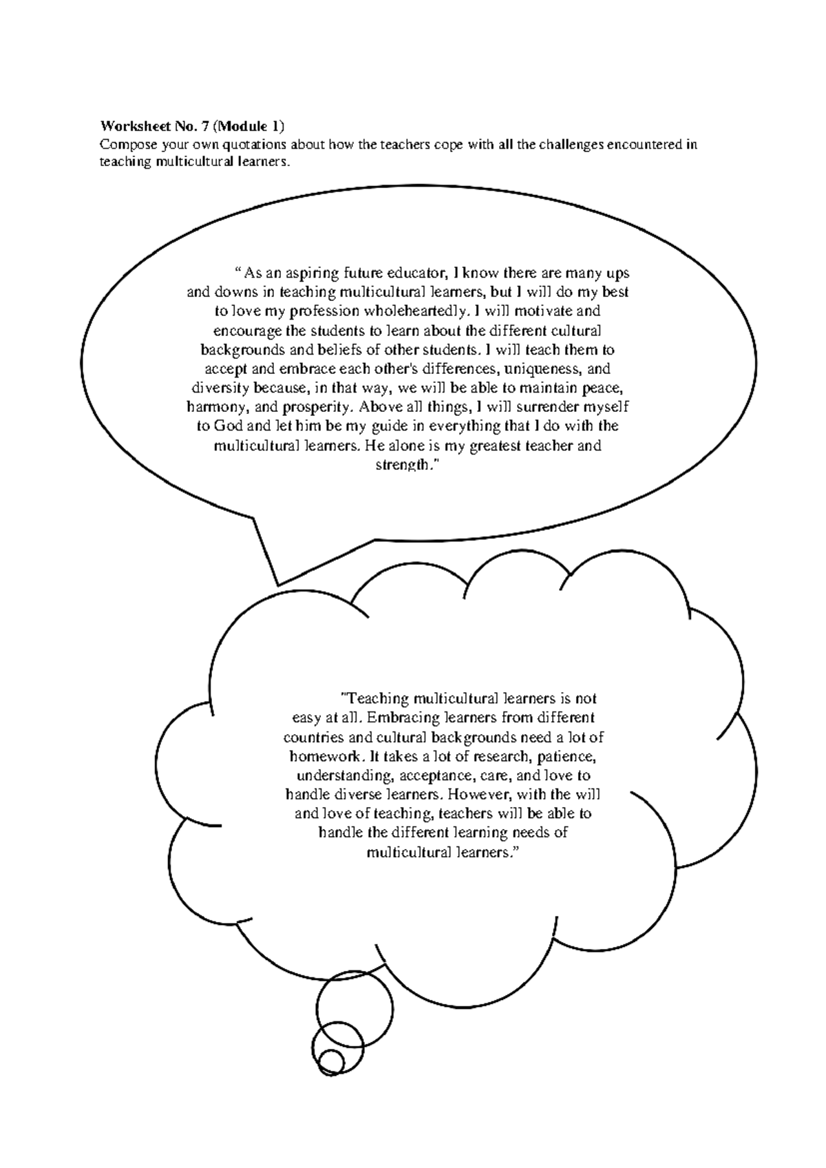 Worksheet 7 (Module 1) - Worksheet No. 7 (Module 1) Compose your own ...