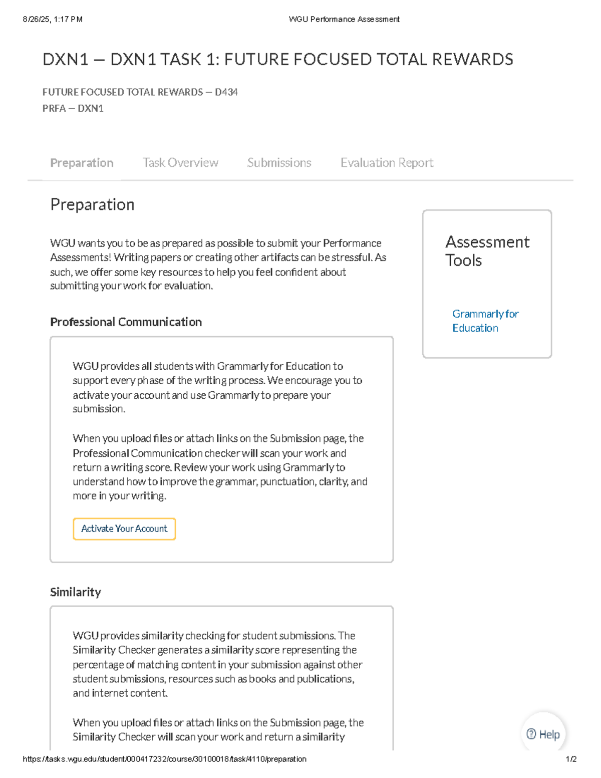 WGU D434 Performance Assessment DXN1 Task 1: Future Focused Rewards ...