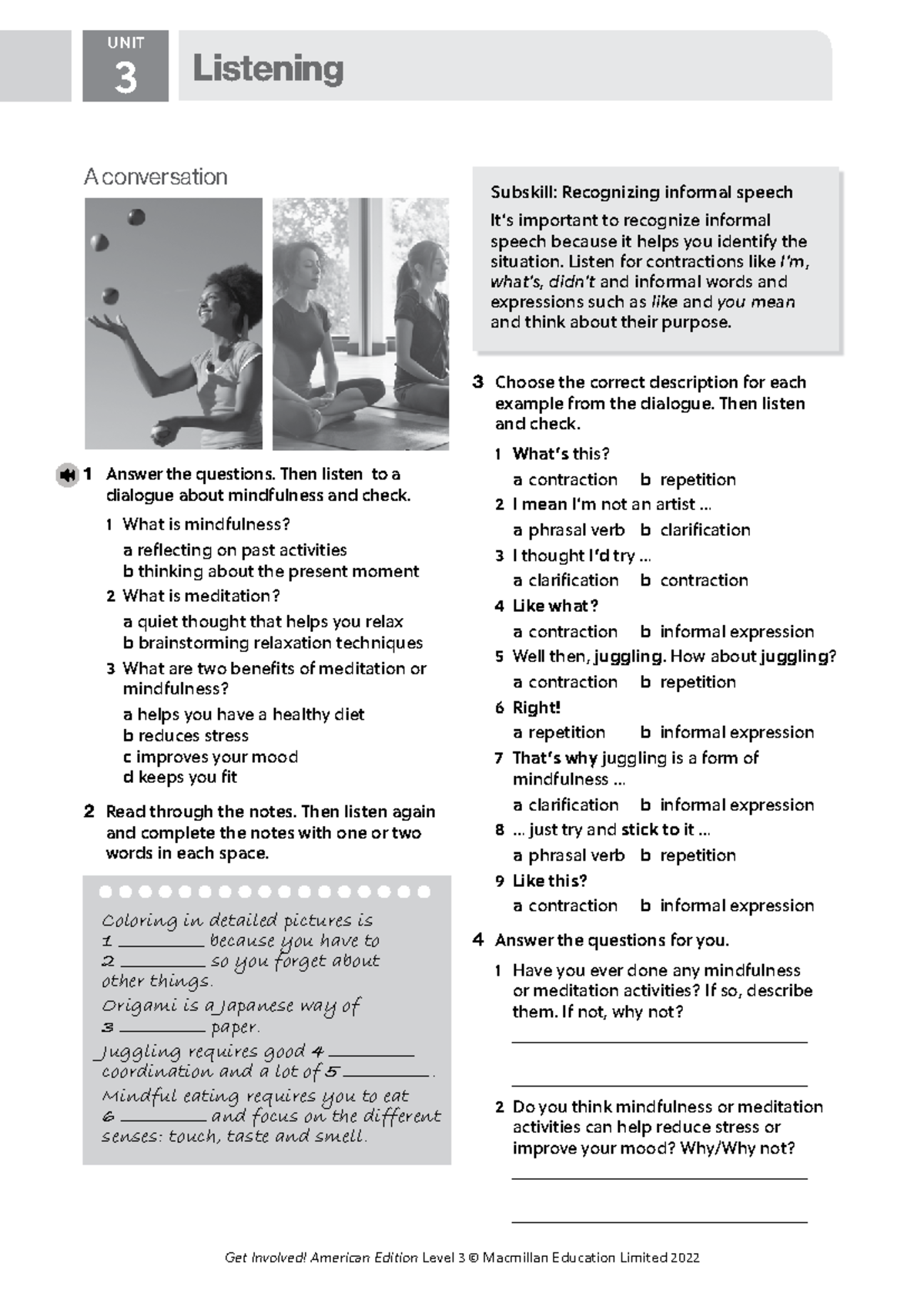 Listening Unit 3: Recognizing Informal Speech & Mindfulness - Studocu