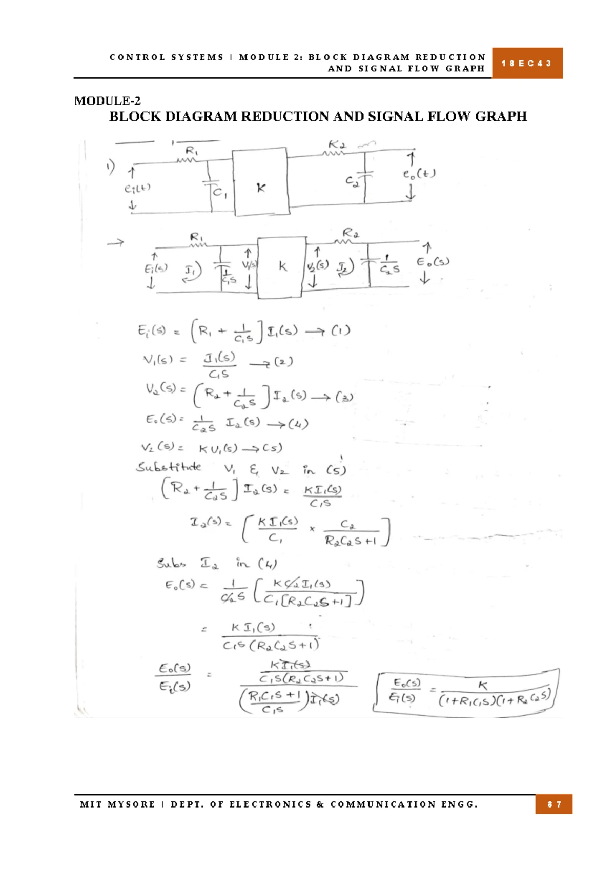 Control Systems Lab Manual (BEC403) for IV Semester ECE Students - Studocu