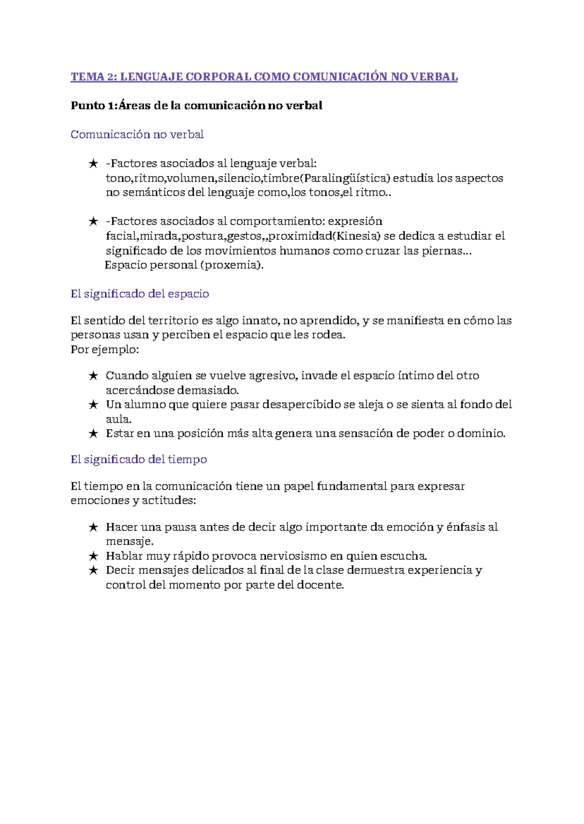 TEMA 2: LENGUAJE CORPORAL Y COMUNICACIÓN NO VERBAL - Apuntes - Studocu