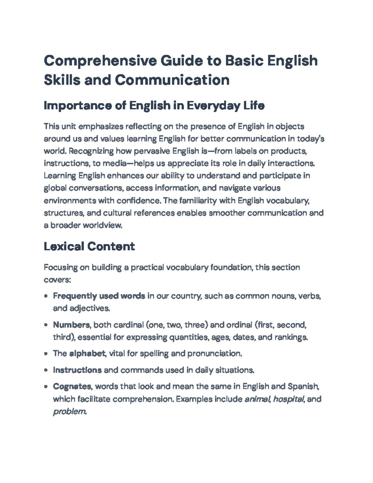 ENG101: Comprehensive Guide to Basic English Skills & Communication ...