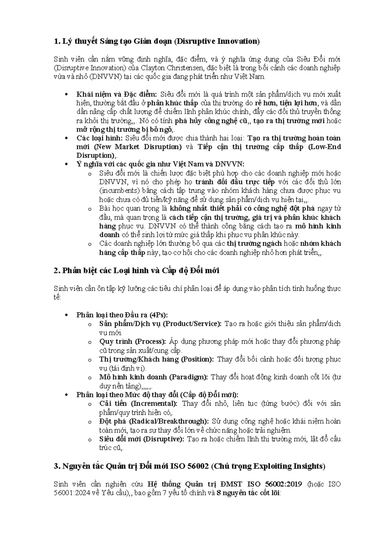 Nội dung Ôn Tập Môn Quản Trị Đổi Mới Sáng Tạo (ISO 56002) - Studocu