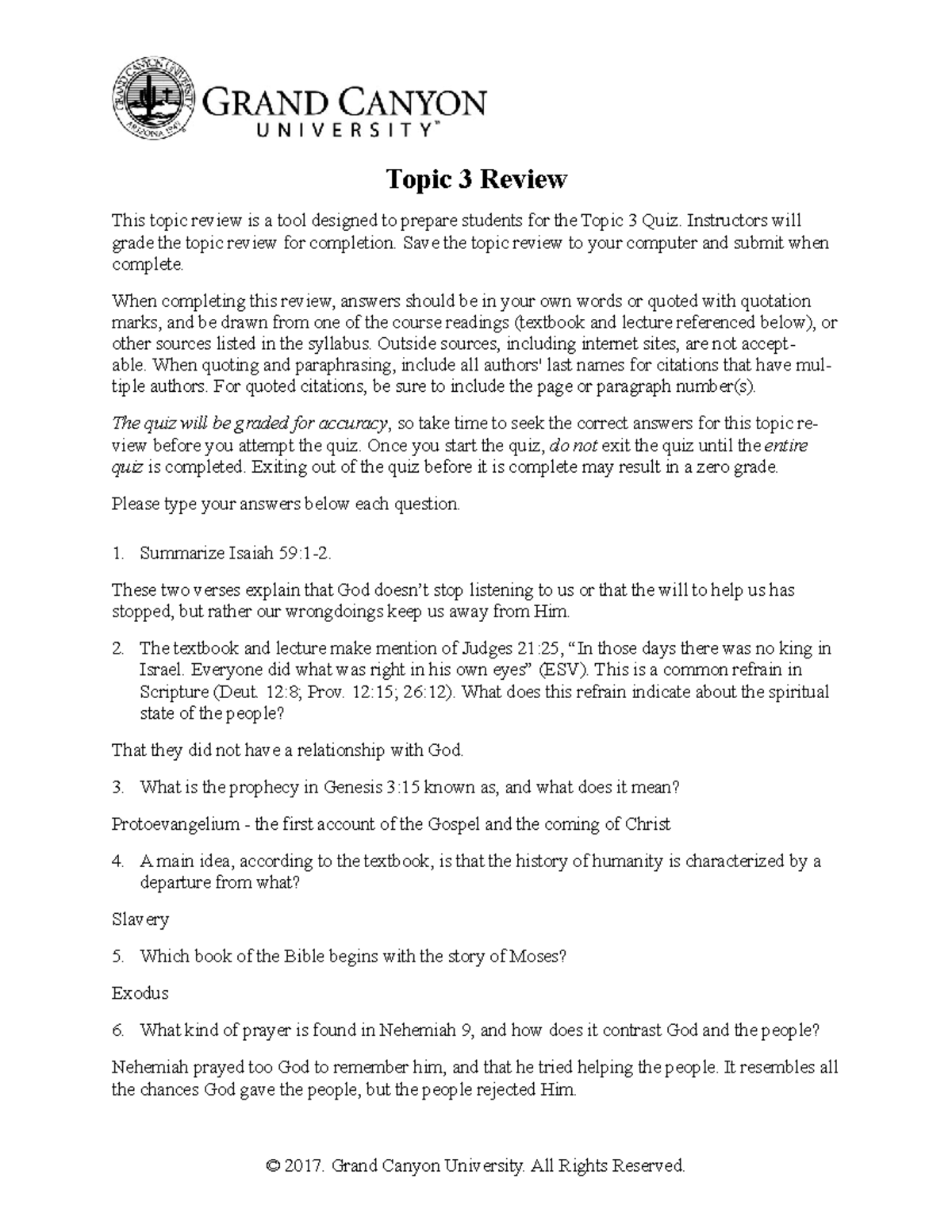 Topic 3 Review - Complete - Topic 3 Review This topic review is a tool ...