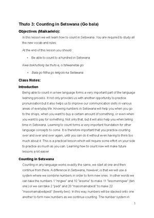 Thuto 5 (Class Notes) - Thuto 5: The Adjective “Matlhaodi” Objectives ...