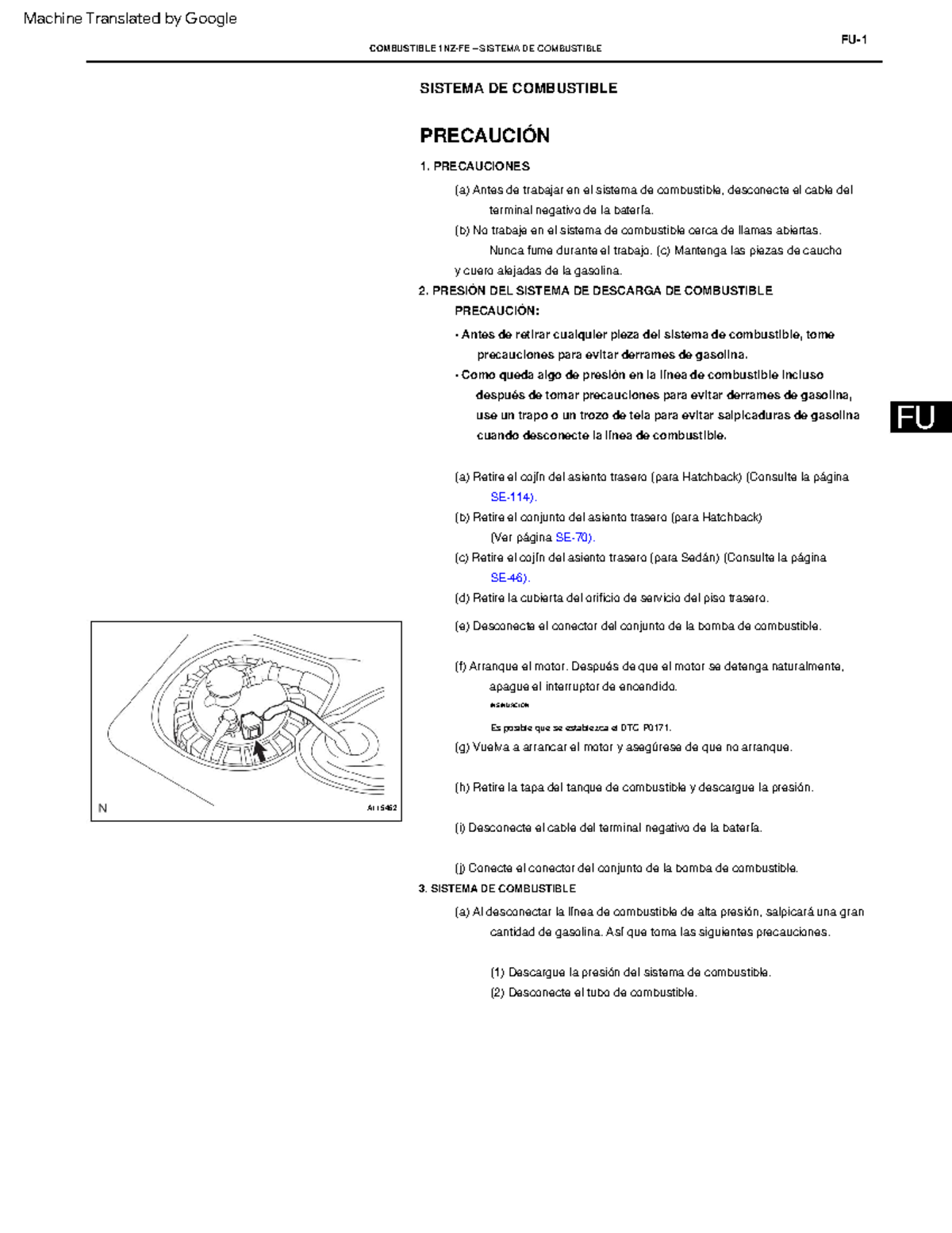 Sistema de Combustible: Precauciones y Procedimientos (FU) - Studocu
