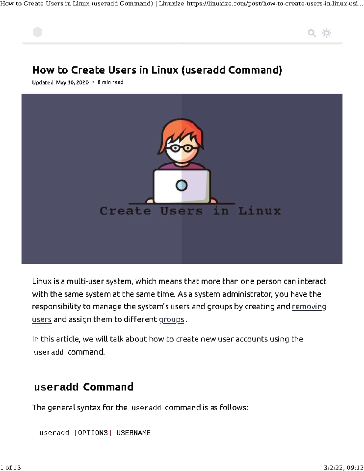 How to Create Users in Linux (useradd Command) Linuxize - Operating ...