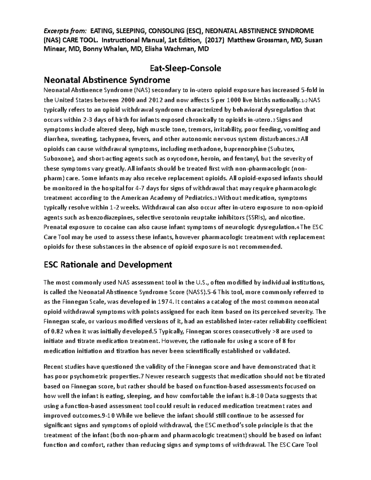 ESC NAS babies - NAS - Excerpts from: EATING, SLEEPING, CONSOLING (ESC ...