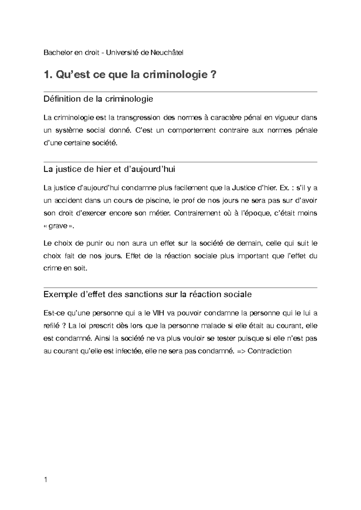 Intro Criminologie - Définition du Crime et Déviance - Studocu