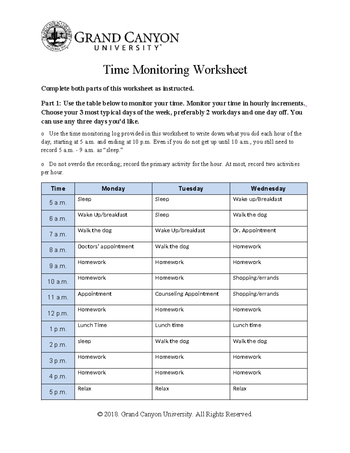 Time Management Worksheet Insights (Course Code: TM 7-15-24) - Studocu