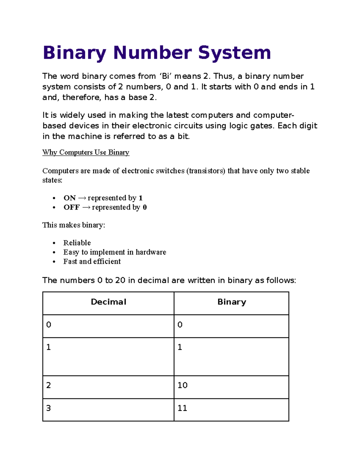 Binary Number System: Understanding Base 2 Operations and Conversions ...
