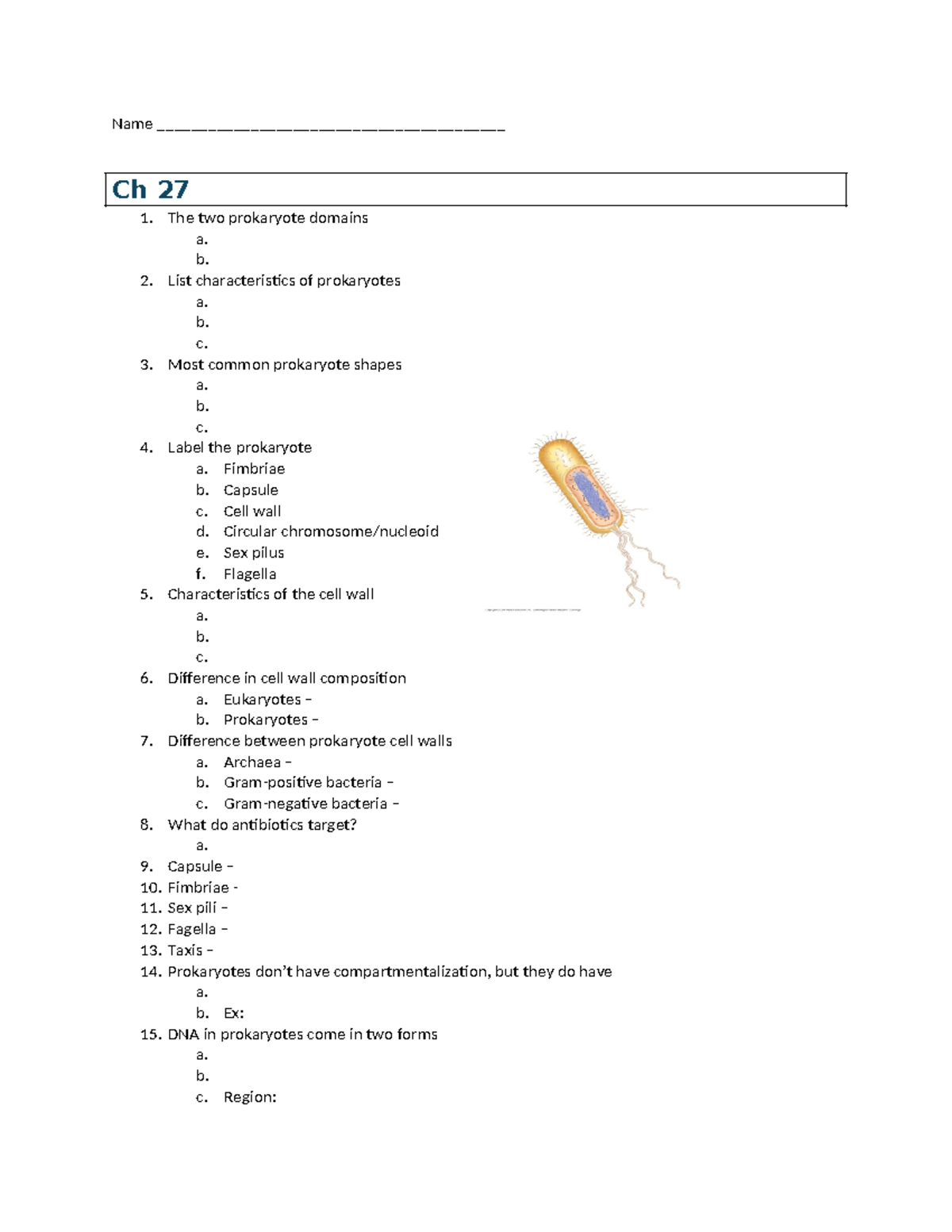 Prokaryote Characteristics and Classification Notes - Ch 27 - Studocu