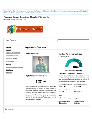 Shadow Health - Patricia Young - Infection - Subjective Flashcards ...
