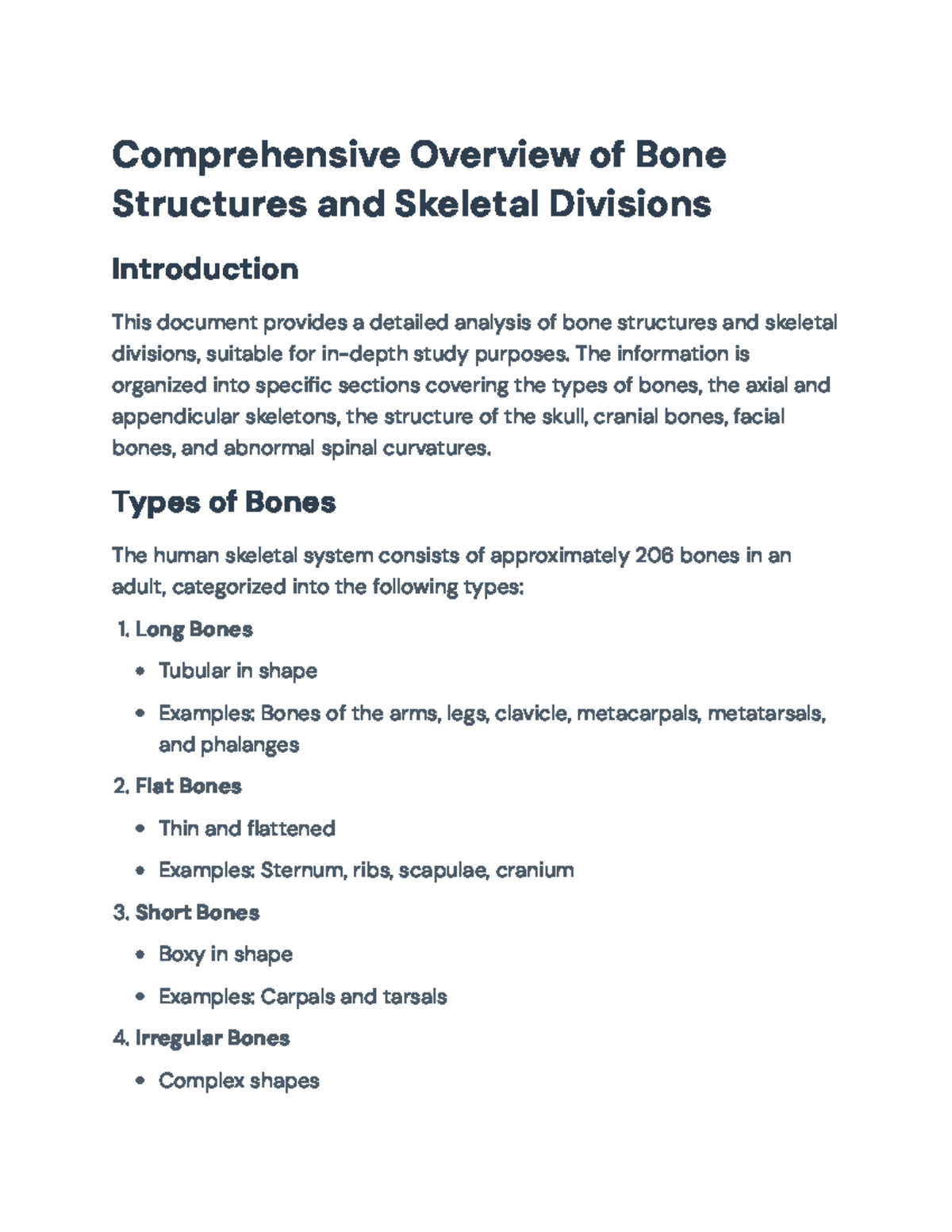 Comprehensive Analysis of Bone Structures and Skeletal Divisions ...