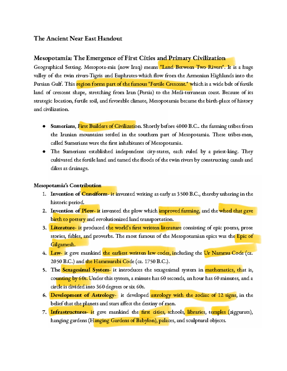 WH1 G2 Ancient Near East: Mesopotamia's First Cities & Civilizations ...