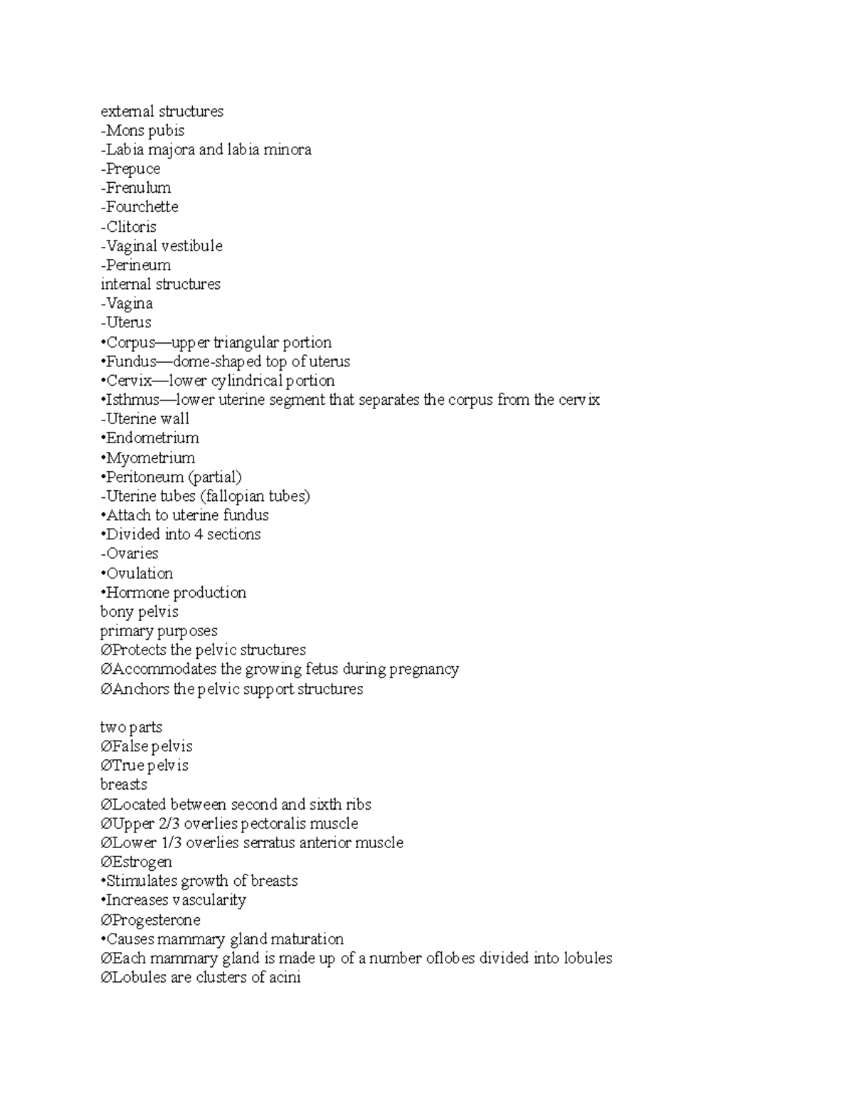 He 5 - notes - external structures -Mons pubis -Labia majora and labia ...