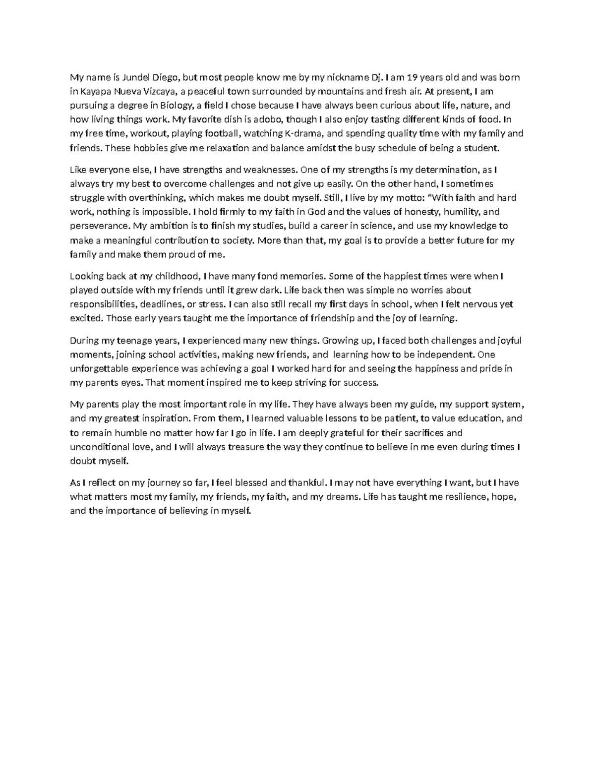 Personal Reflection Essay: My Journey and Aspirations in Biology - Studocu