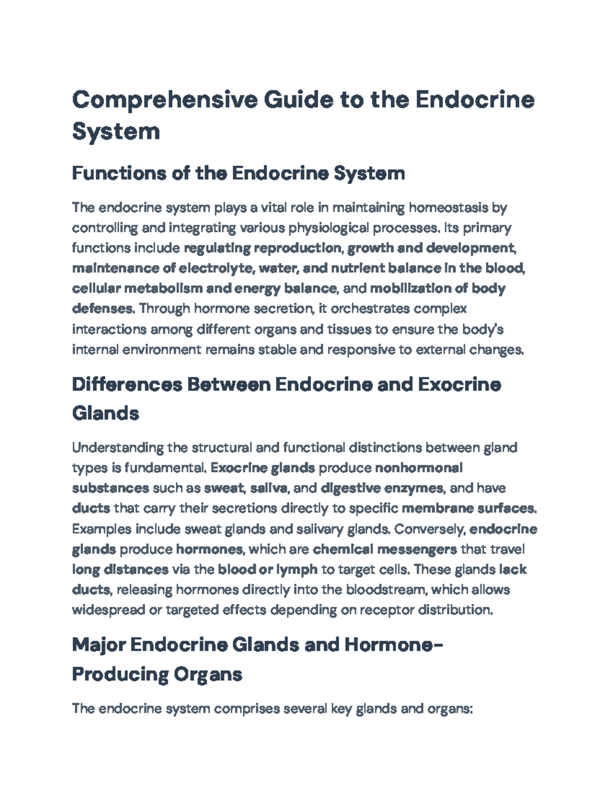 Comprehensive Overview of the Endocrine System (BIO101) - Studocu