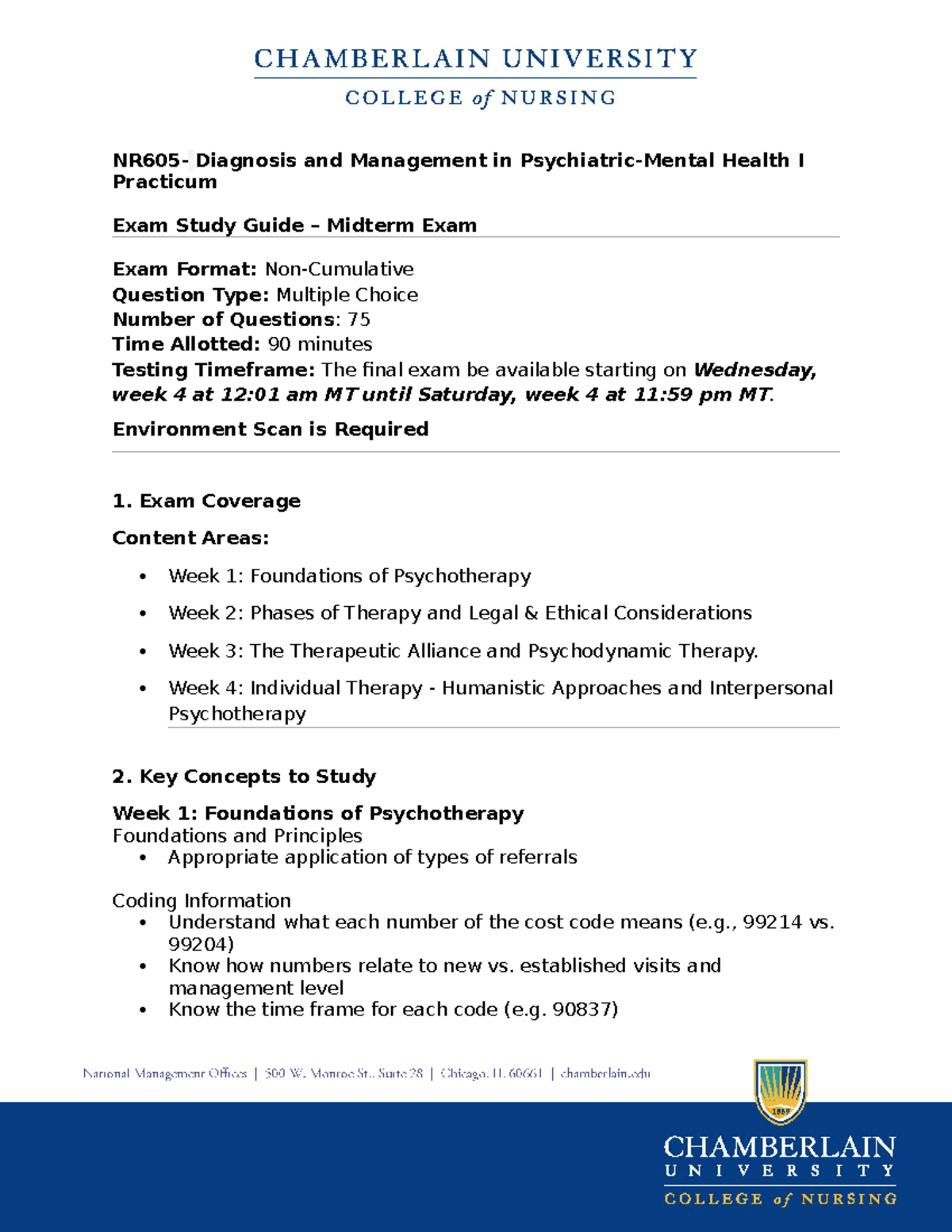 S-NR605 Midterm Exam Study Guide: Diagnosis & Management in Health I ...