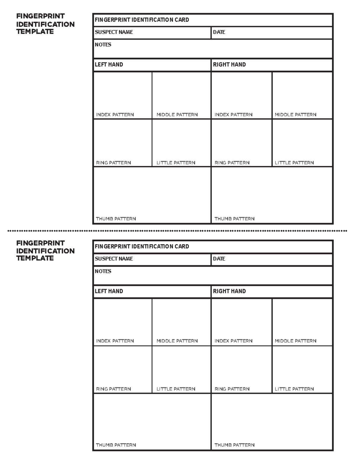Fingerprint - Sample of ten print card. - FINGERPRINT IDENTIFICATION ...