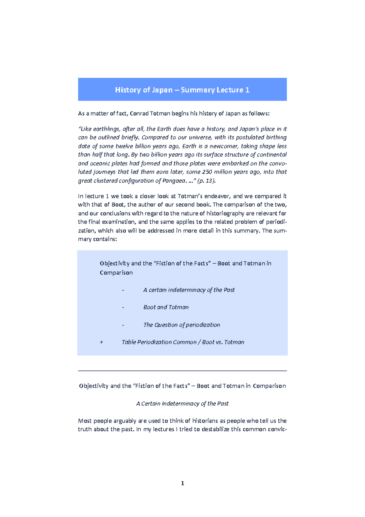 History of Japan (HIST 101) Summary: Lecture 1 Insights - Studocu