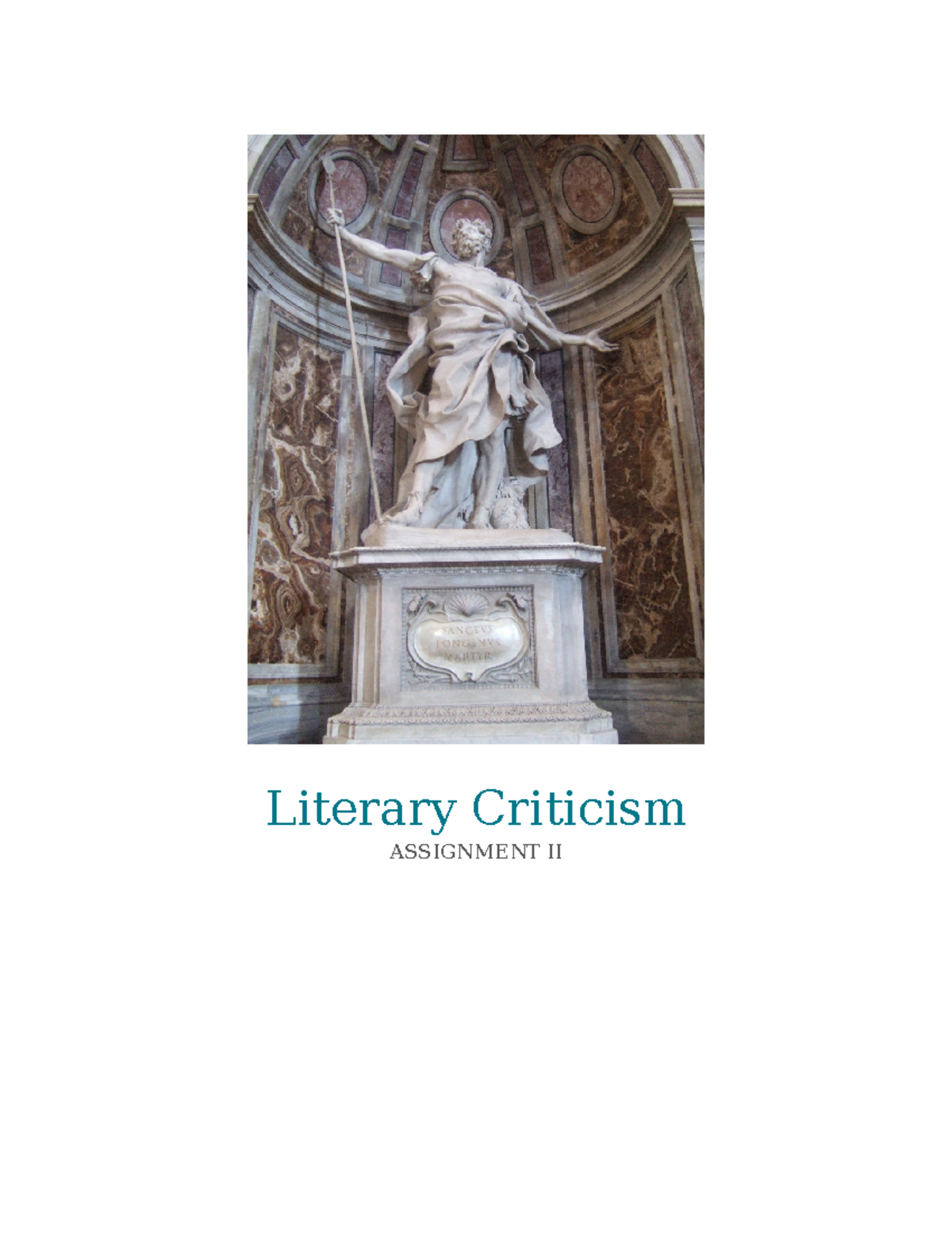 Literary Criticism ASSIGNMENT II: Analyzing Longinus on Sublimity - Studocu