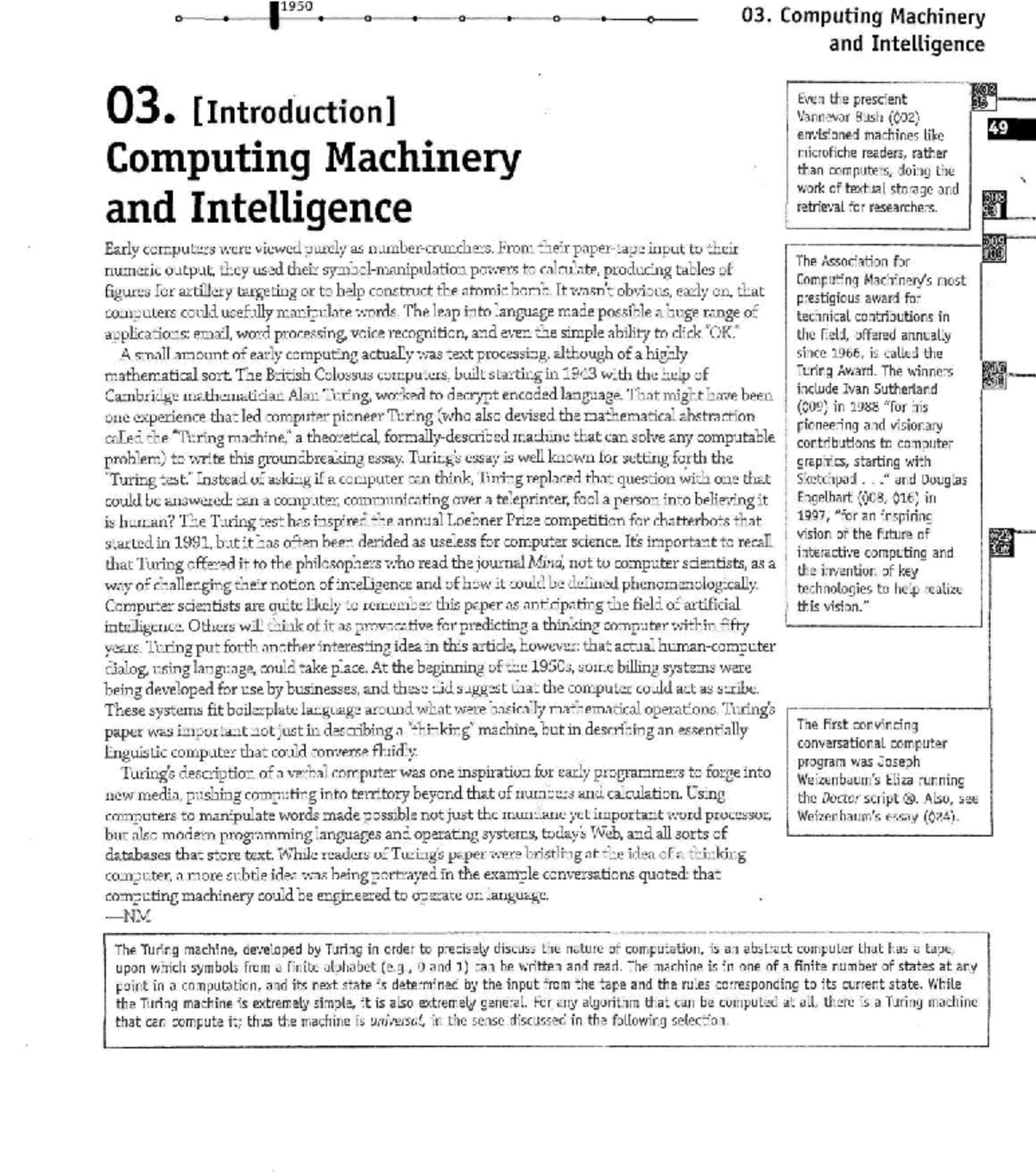 03. Computing Machinery and Intelligence: Turing's Vision on AI - Studocu